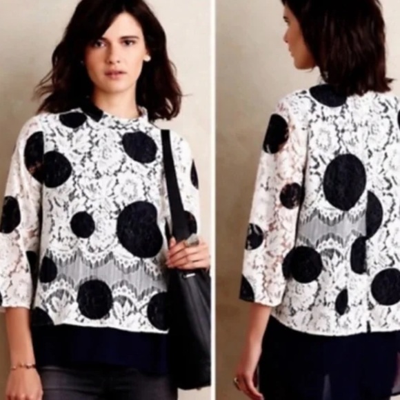 Anthropologie | Tops | Hd In Paris Anthropologie Rochelle Lace Dot ...